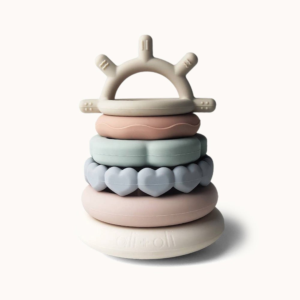Ali + Oli Silicone Stacking Ring Tower (Sun) Educational Toy for Kids ...