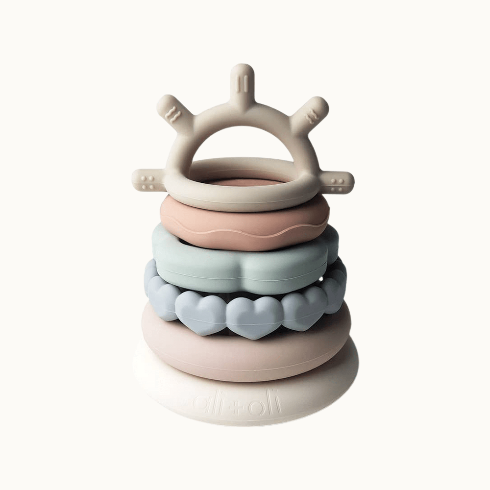 Ali + Oli Silicone Stacking Ring Tower (Sun) Educational Toy for Kids ...